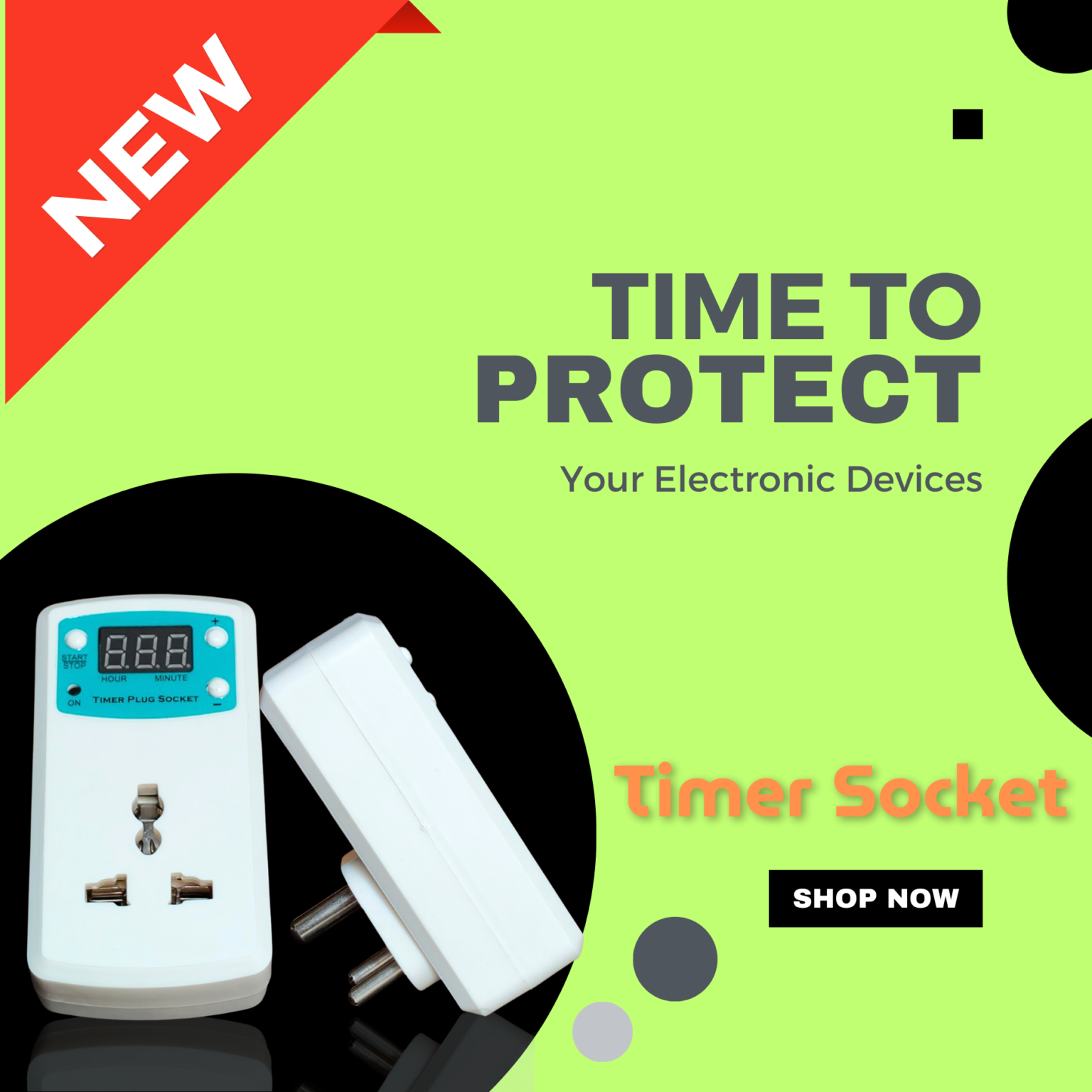 6A, 220-230 VAC, Timer Plug Socket for Automatic Off, Over Charge ...