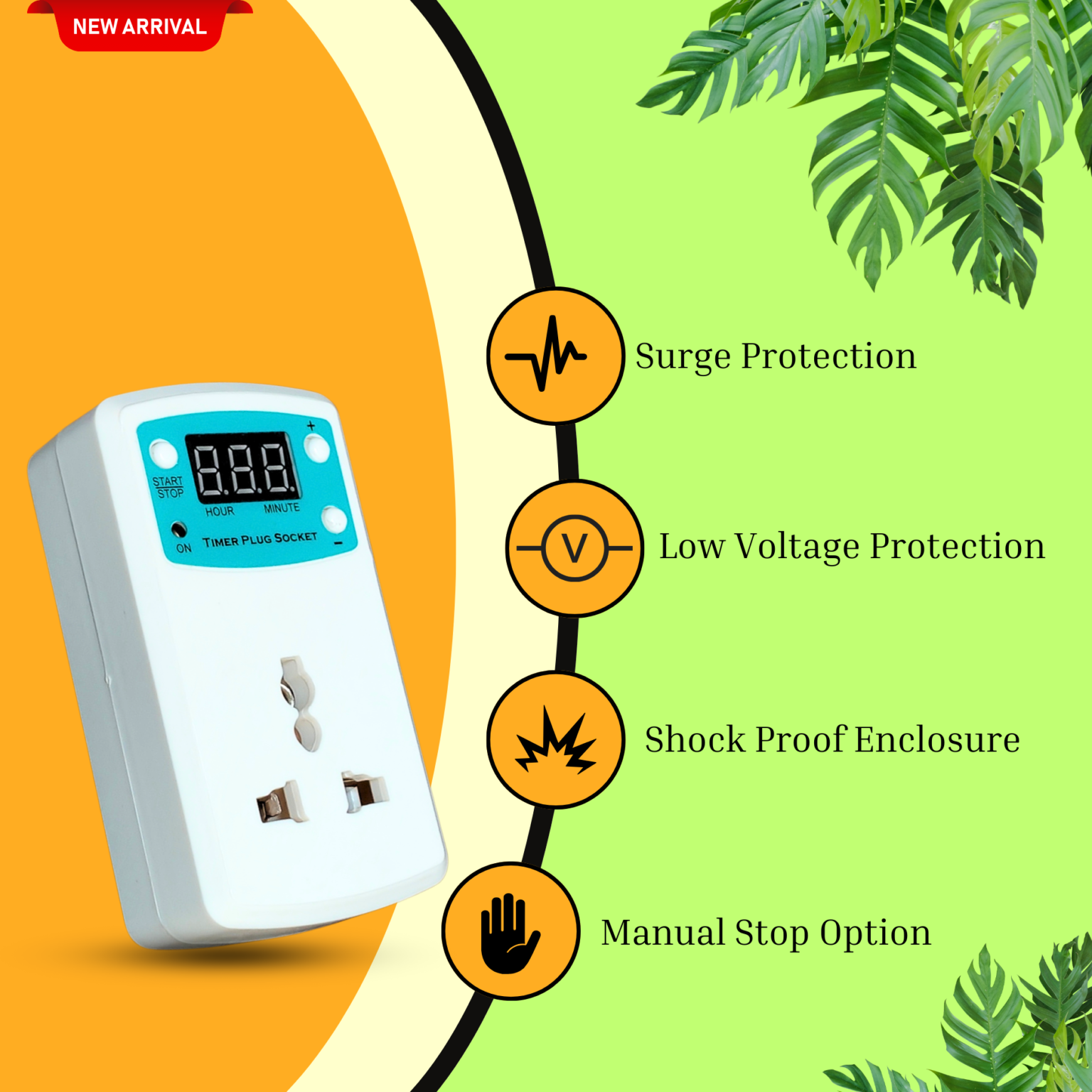 6A, 220-230 VAC, Timer Plug Socket for Automatic Off, Over Charge ...